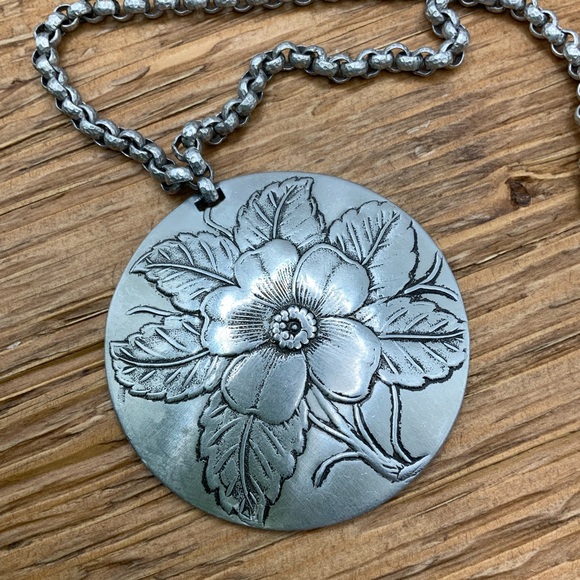 Source Unknown | Jewelry | Engraved Hammered Vintage Metal Floral ...